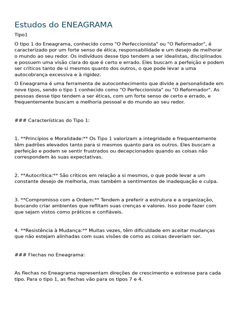 Características do Tipo 1 no Eneagrama | PDF | Eneagrama de ...