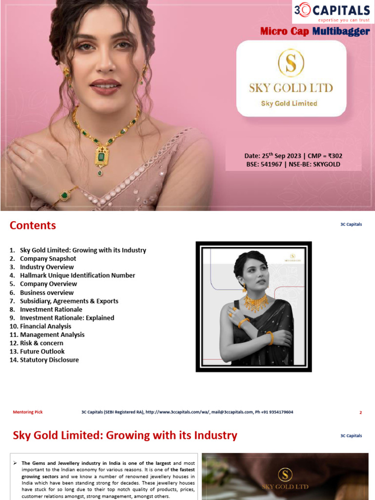 Sky Gold Ltd - Mentoring Pick - Aug'23 - 3C Capitals | PDF | Jewellery ...