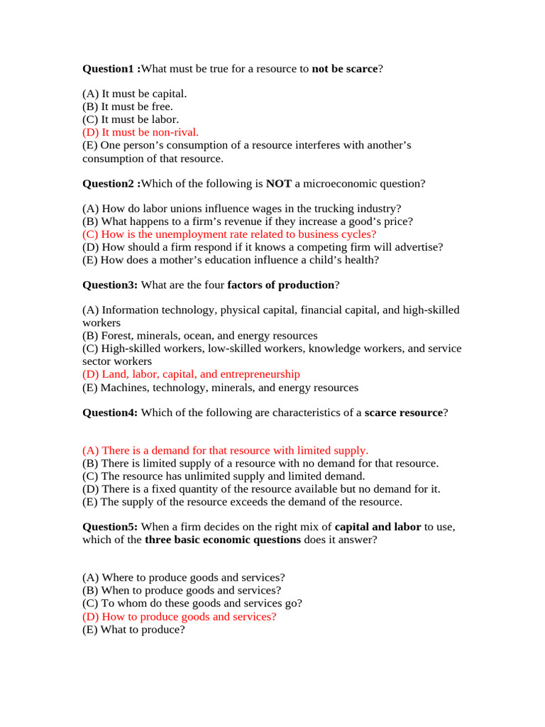 Understanding Scarcity and Economic Concepts | PDF | Labour Economics ...