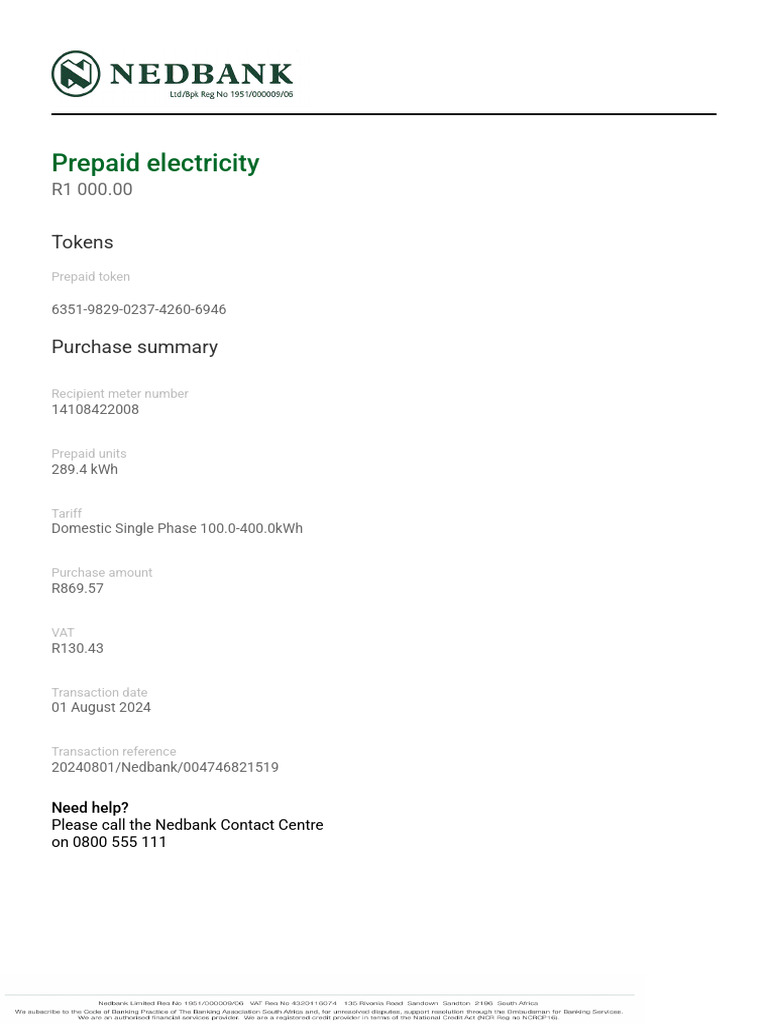 Prepaid Electricity Purchase Summary | PDF