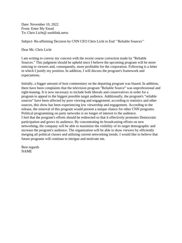 CNN's Decision on Reliable Sources Program | PDF