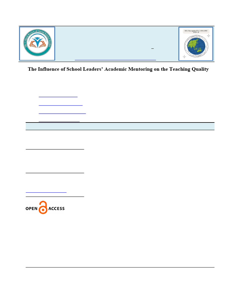 The Influence of School Leaders’+Academic+Mentoring+on+the+Teaching ...