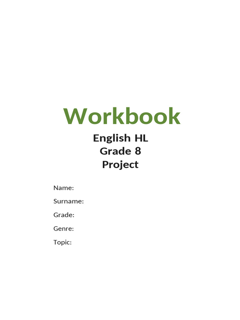 Grade 9 English HL Project Workbook | PDF | Learning | Human Communication