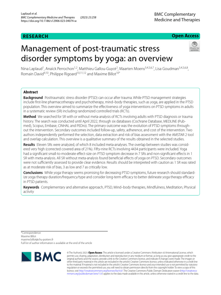 Yoga for Managing PTSD Symptoms | PDF | Psychological Trauma ...