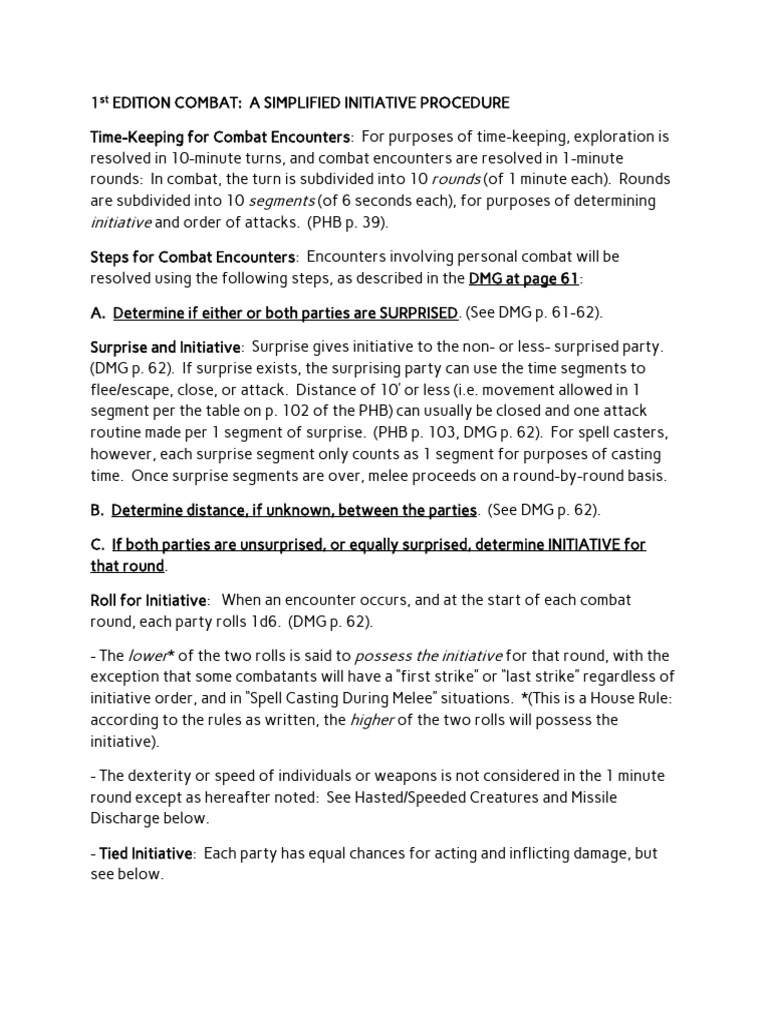 Simplified Combat Initiative Guide | PDF