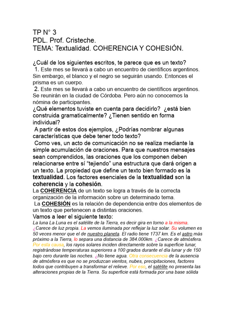 TP N° 3 COHERENCIA Y COHESIÓN. 3°.docx | PDF | Tierra | Los Beatles