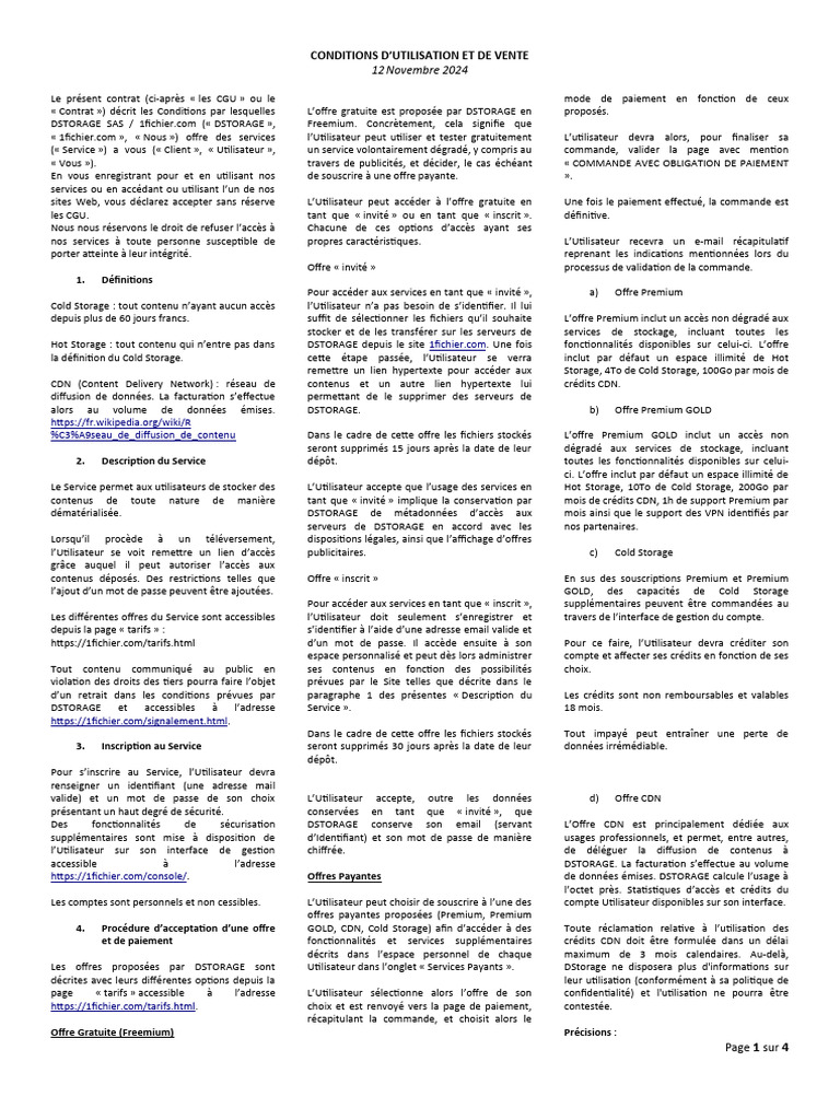 Conditions d'utilisation de 1fichier.com | PDF | Serveur (Informatique ...