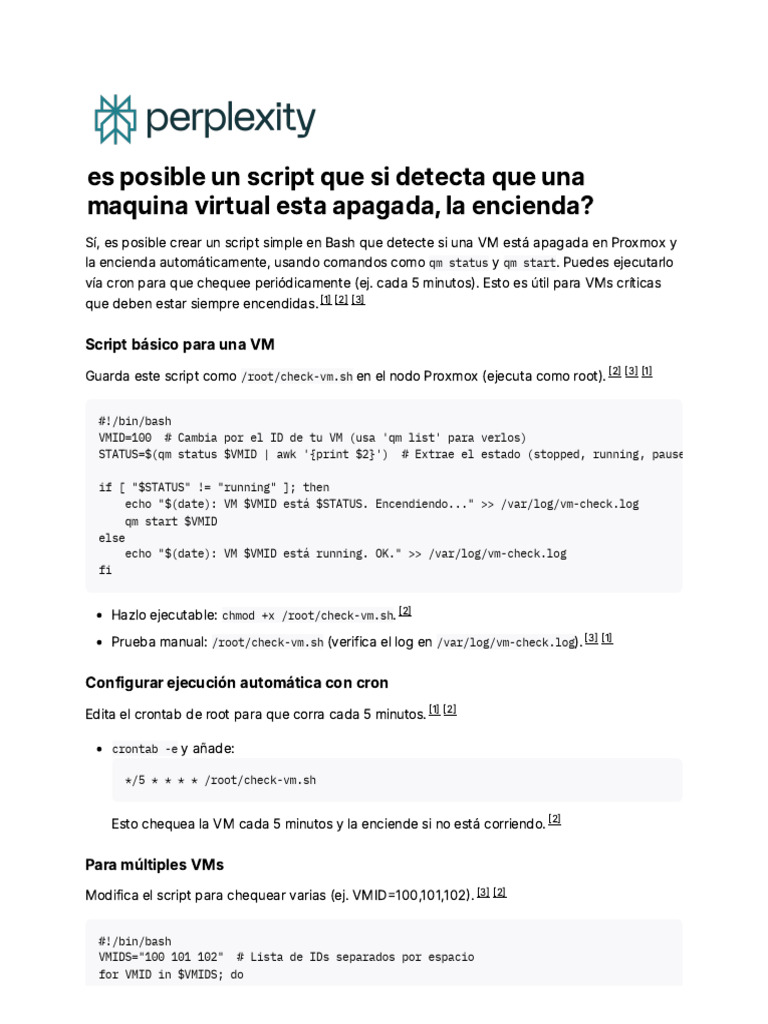 Script Bash para encender VMs en Proxmox | PDF | Programación de ...