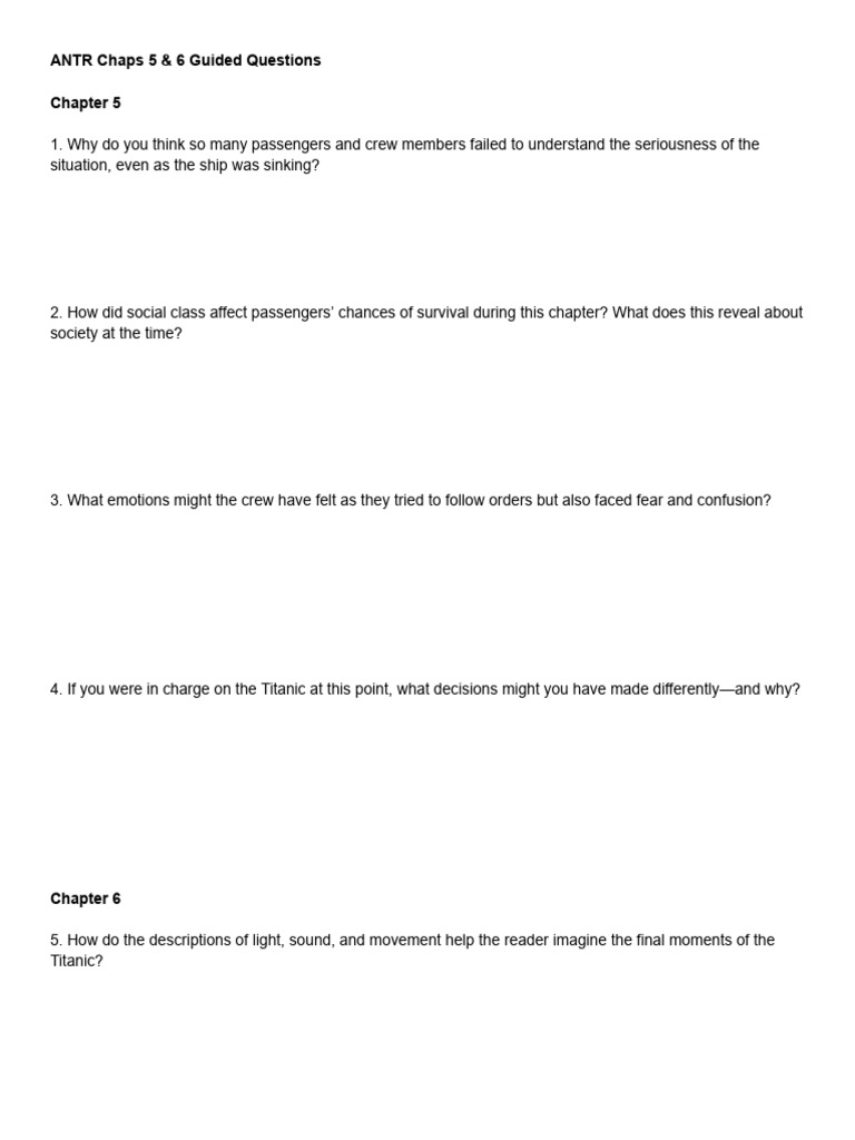 Titanic Survival Analysis: Chaps 5 & 6 Questions | PDF