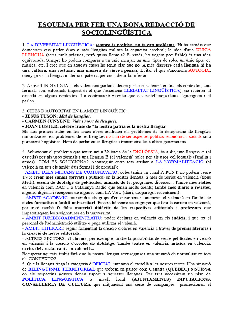 COM FER UNA BONA REDACCIÓ DE SOCILINGÜÍSTICA | PDF