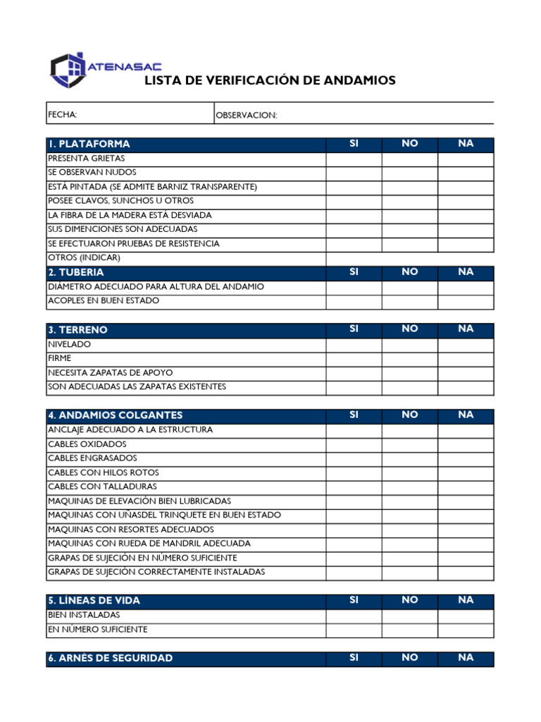 Verificacion de Andamios | PDF