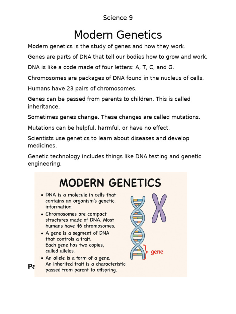 Modern Genetics | PDF | Genetics | Gene