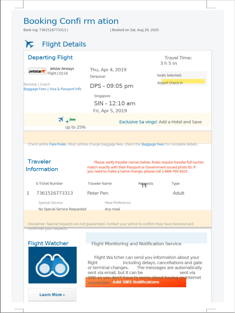 FakeFlightTickets.com SampleV2 (1) | PDF | Fee