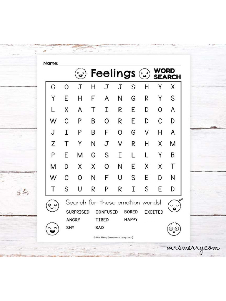 (B) Feelings Word Search | PDF