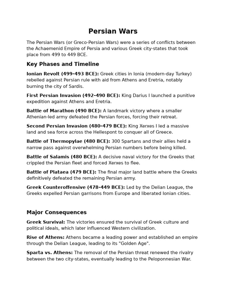 Overview of the Persian Wars | PDF