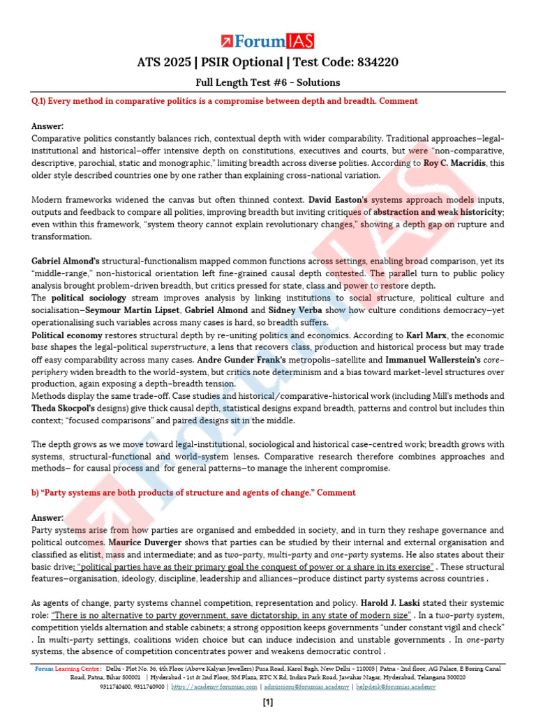 ATS 2025 - PSIR Full Length Test 6 - Sol | PDF | Polarity ...