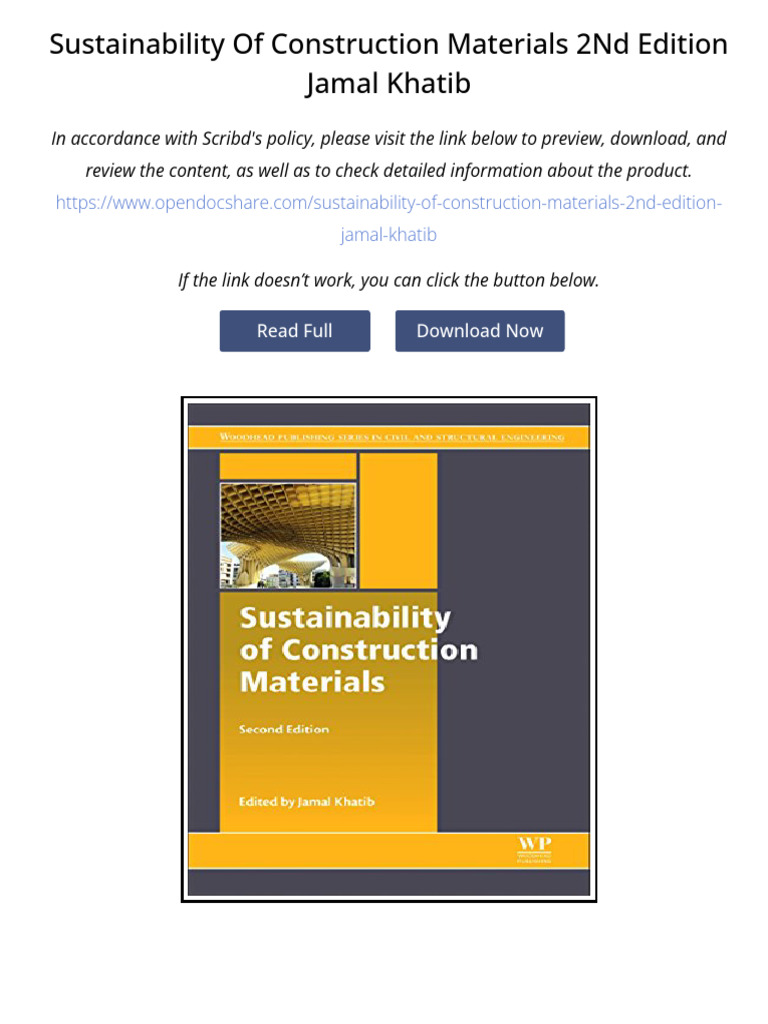 Sustainability of Construction Materials 2nd Edition Jamal Khatib | PDF ...