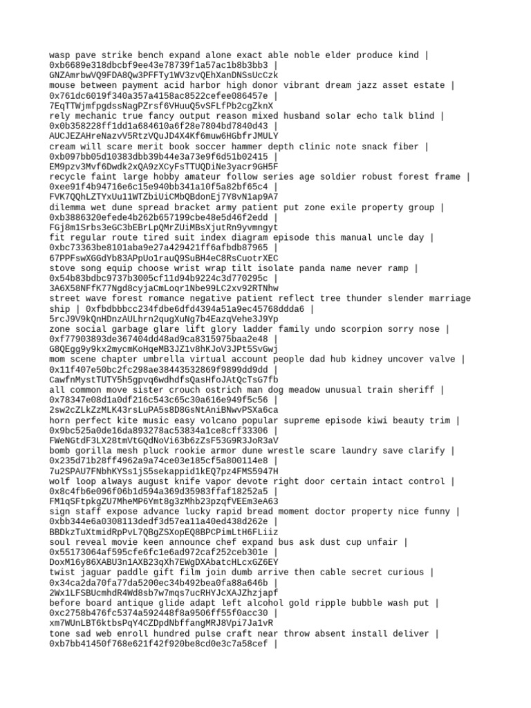 Unique Word Combinations List | PDF
