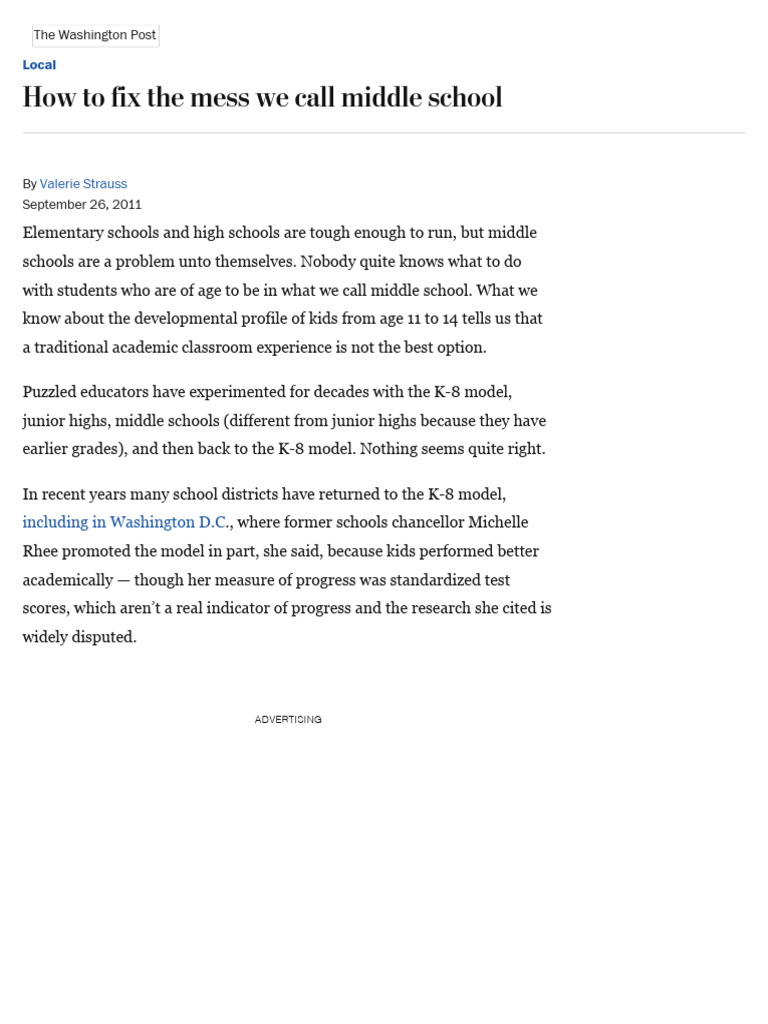 How to fix the mess we call middle school - The Washington Post | PDF ...
