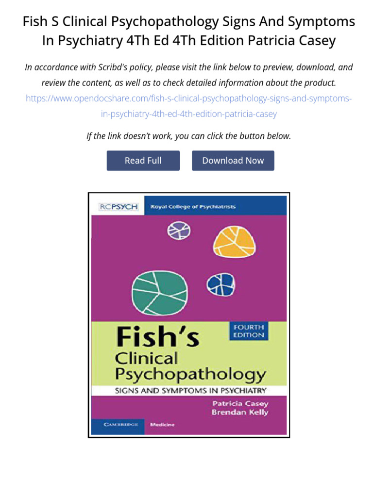 Fish s Clinical Psychopathology Signs and Symptoms in Psychiatry 4th Ed ...