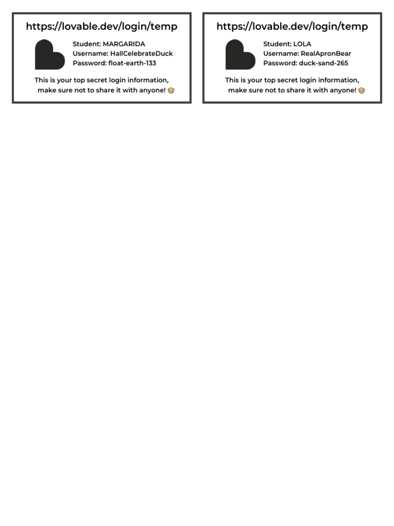 Secure Student Login Credentials | PDF