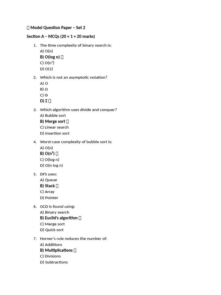 ? Model Question Paper | PDF | Time Complexity | Computer Science