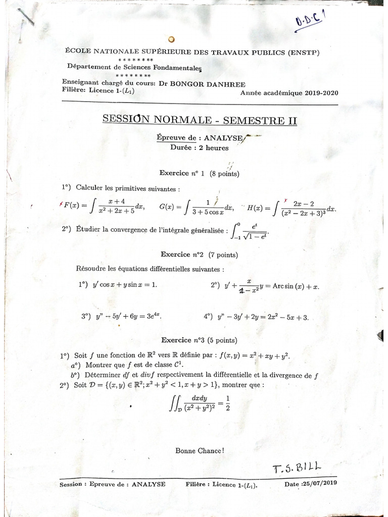 Analyse TD corrigé s2-1 | PDF