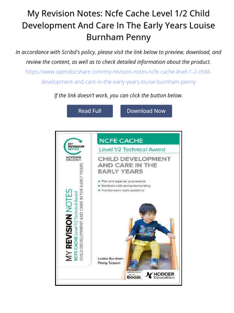 My Revision Notes: NCFE CACHE Level 1/2 Child Development and Care in ...