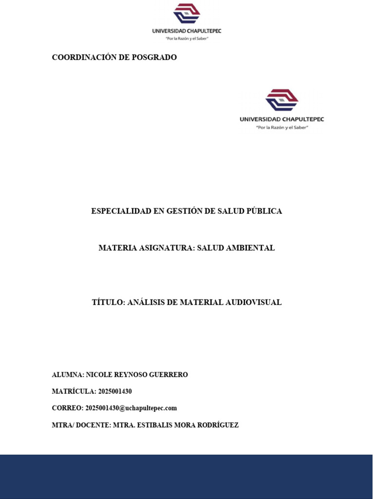 ANALISIS AUDIOVISUAL REYNOSO GUERRERO NICOLE | PDF | Salud Ambiental ...
