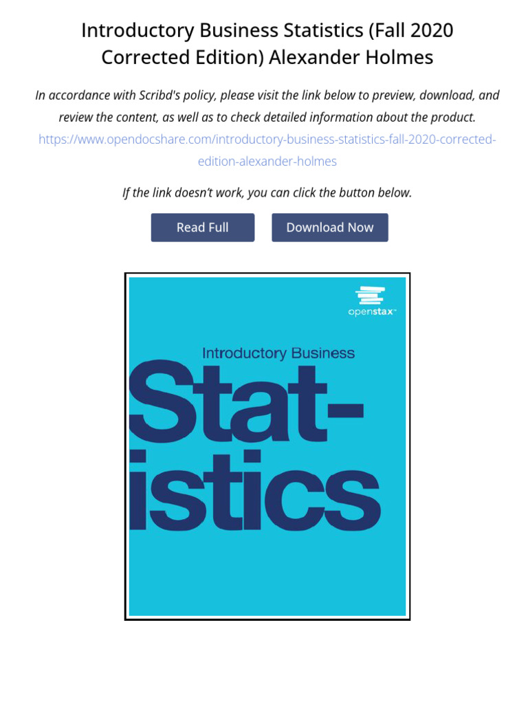 Introductory Business Statistics (Fall 2020 Corrected Edition ...