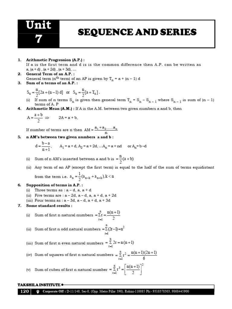 Sequence and Series Mathematics Guide | PDF | Mathematical Concepts ...