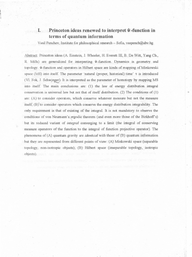 Vasil Penchev. Princeton Ideas Renewed To Interpret Wave Function in The Terms of Quantum ...