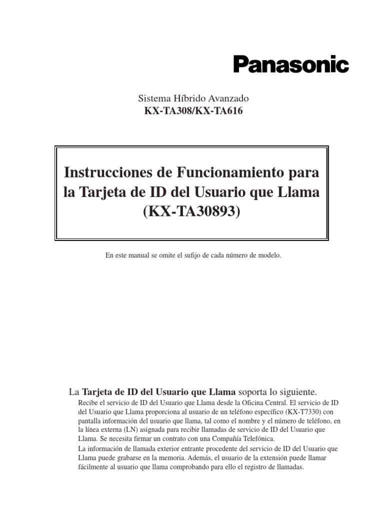 Panasonic Callerid | PDF | Teléfono | Plan de numeración telefónica