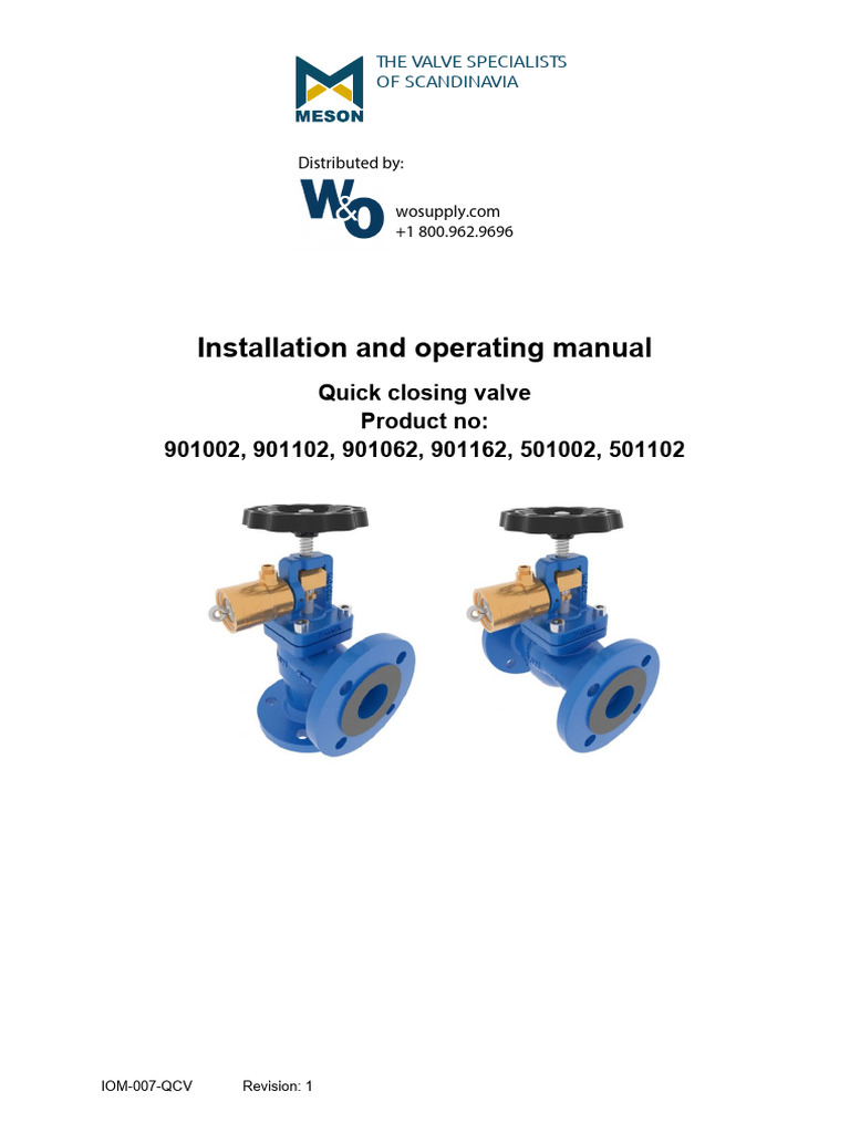 Quick Closing Valve Installation Manual | PDF | Valve | Safety