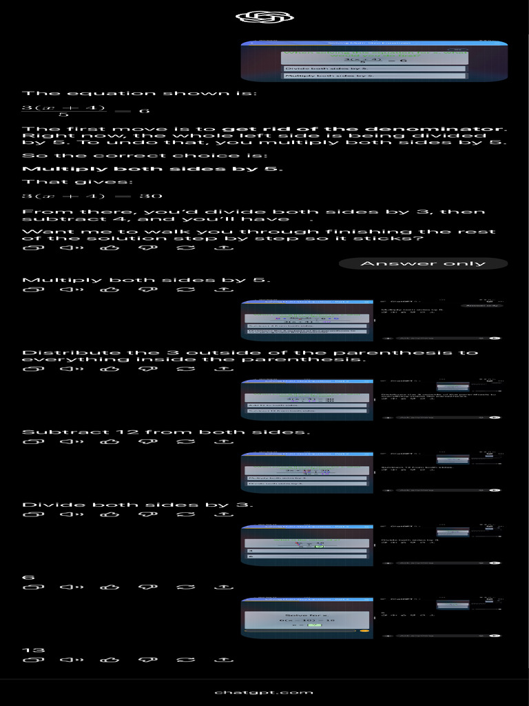 Solve Equation Step by Step 6 | PDF