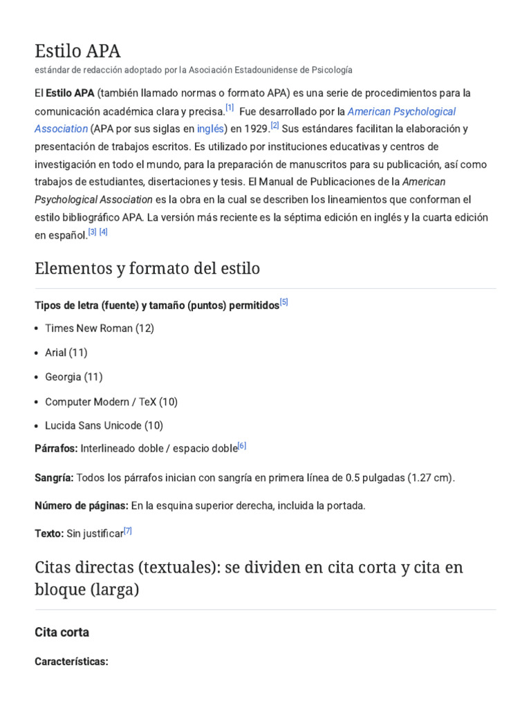 Formato APA - Wikipedia, La Enciclopedia Libre | PDF | Estilo apa