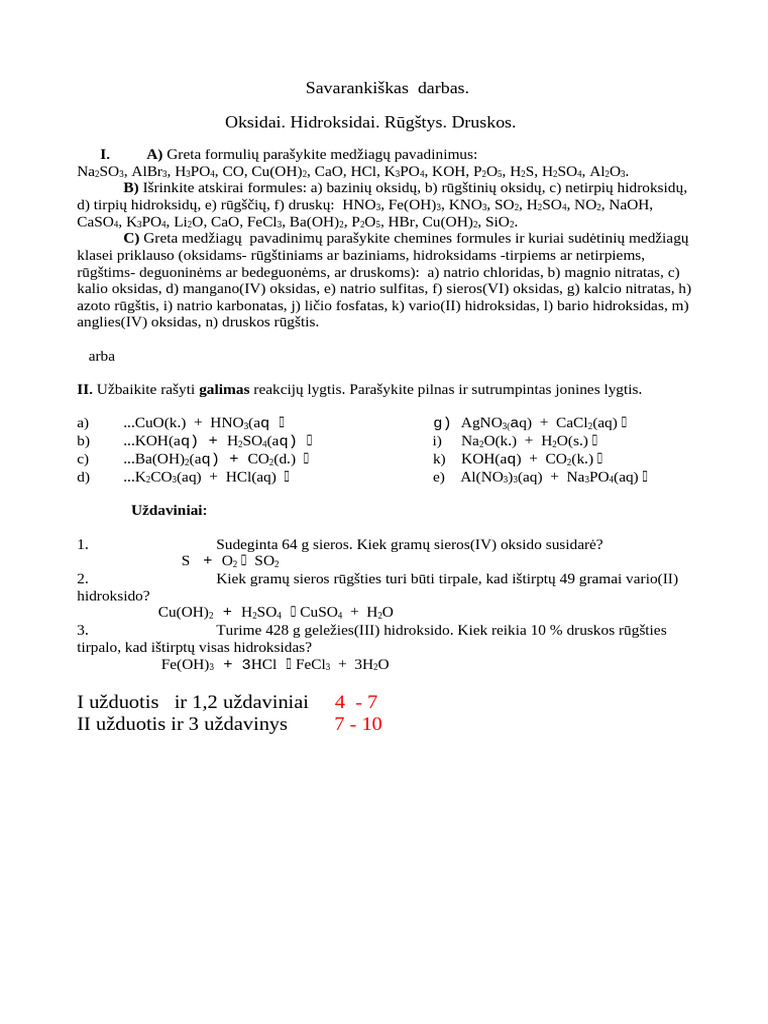 9 Kl.S.d.oksidai Hidroksidai Rugstys Druskos (1) | PDF