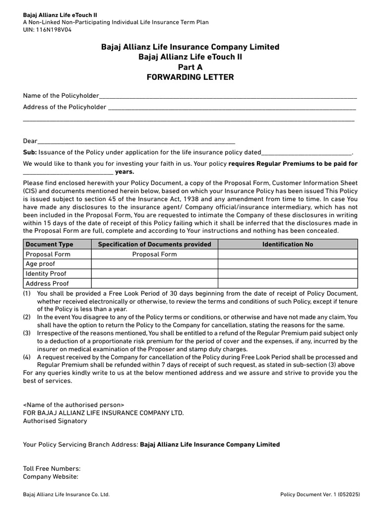 etouch-policy-document | PDF | Insurance | Life Insurance