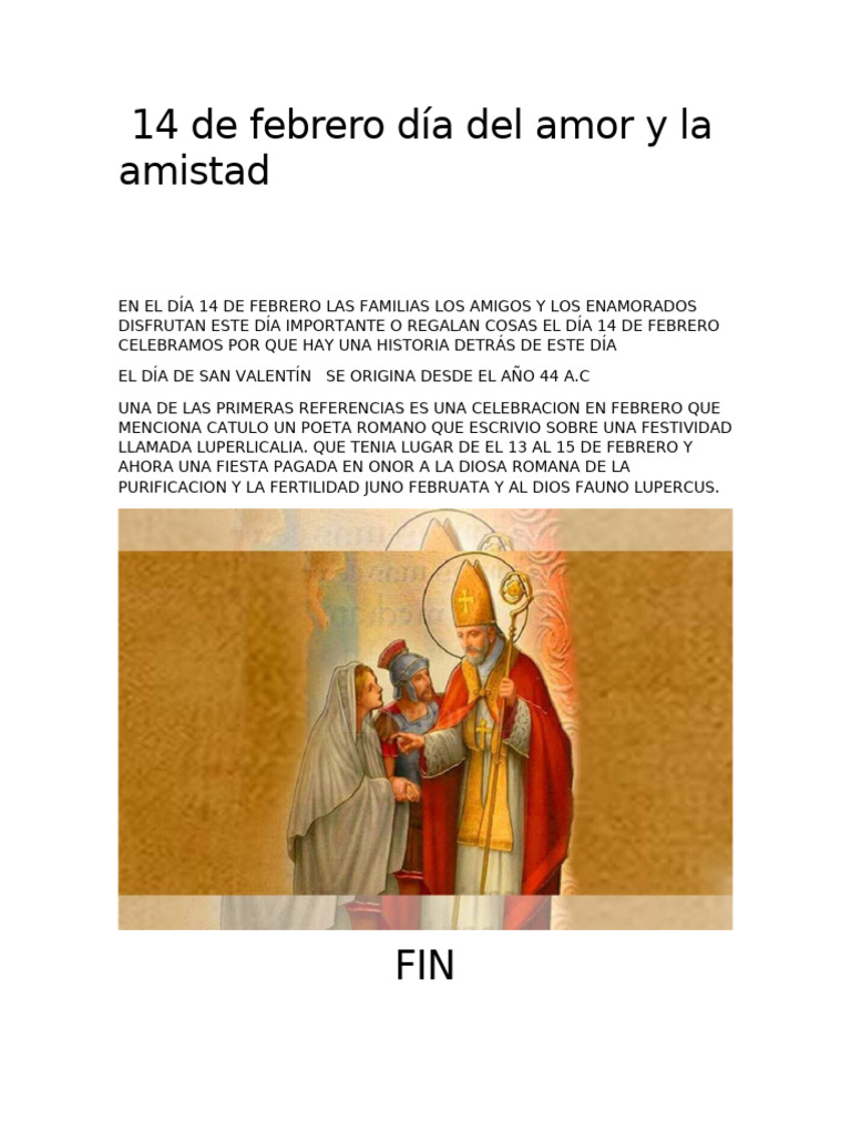 14 de Febrero Día Del Amor y La Amistad | PDF