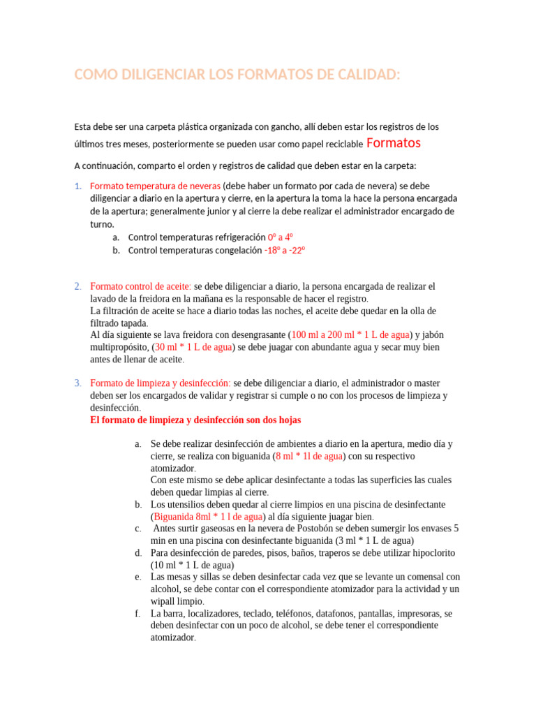 Como Diligenciar Los Formatos de Calidad | PDF | Residuos | Agua