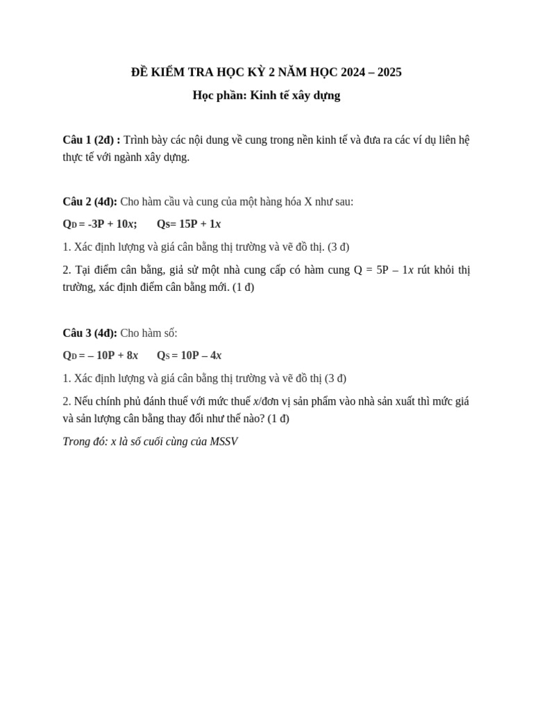 Đề Kiểm Tra 1 Học Kỳ 2 Năm Học 2024 | PDF