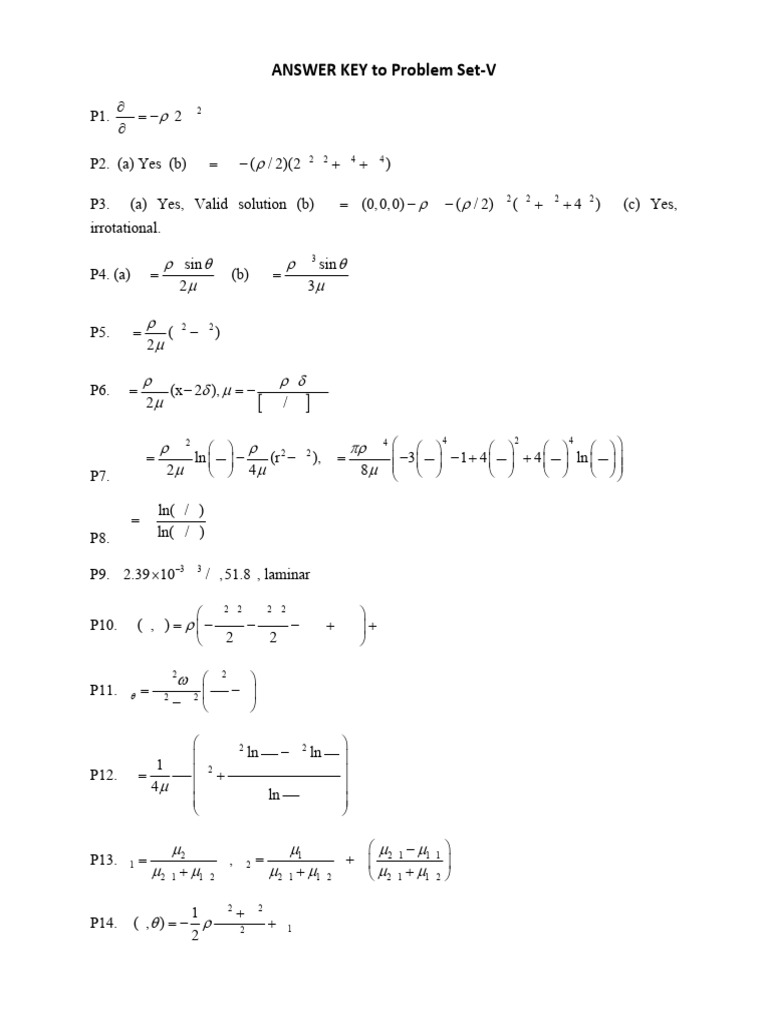 ANSWER KEY Practice Problem Set V | PDF
