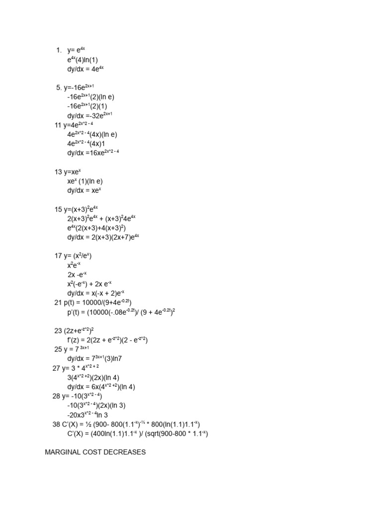 Derivatives of Exponential Functions | PDF