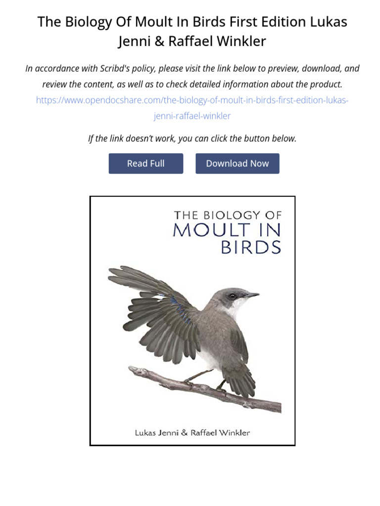 The Biology Of Moult In Birds First Edition Lukas Jenni & Raffael ...