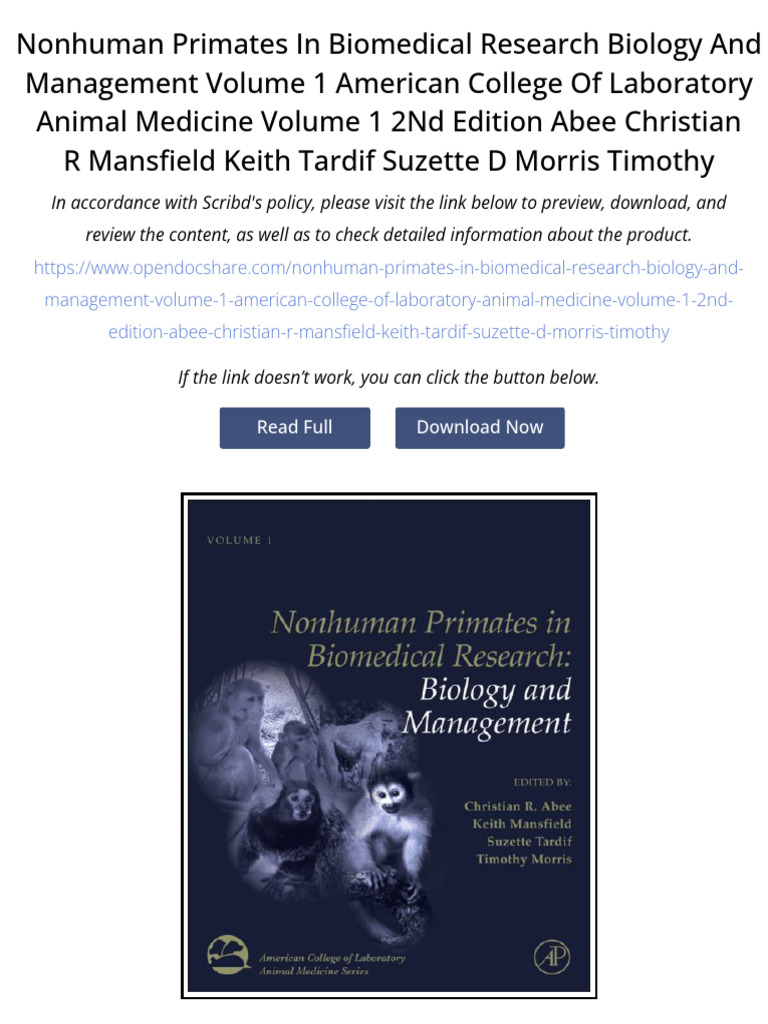 Nonhuman Primates in Biomedical Research Biology and Management Volume ...