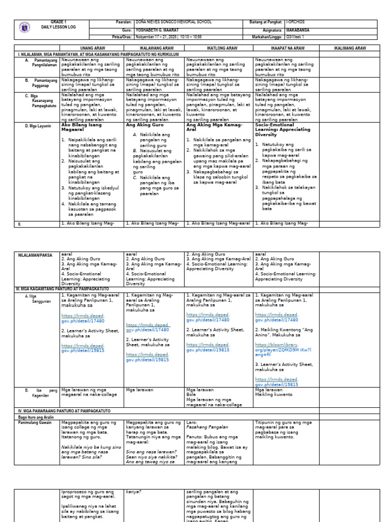 Makabansa Week 1 | PDF