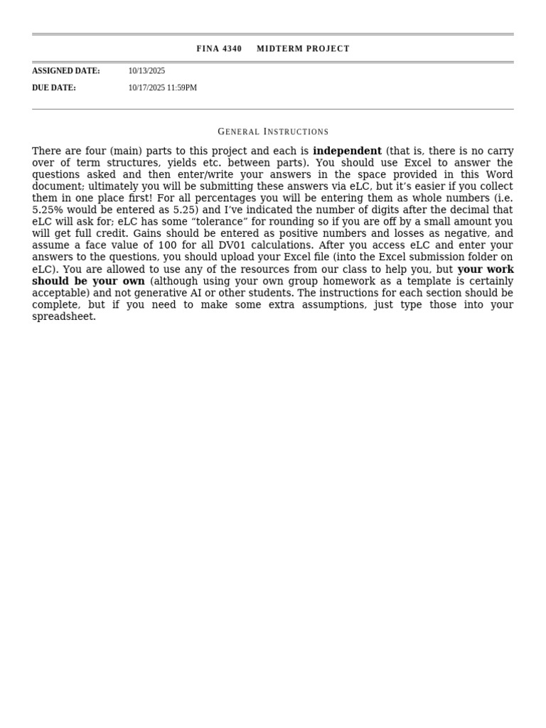 FINA Midterm Project 2025 | PDF | Bonds (Finance) | Repurchase Agreement