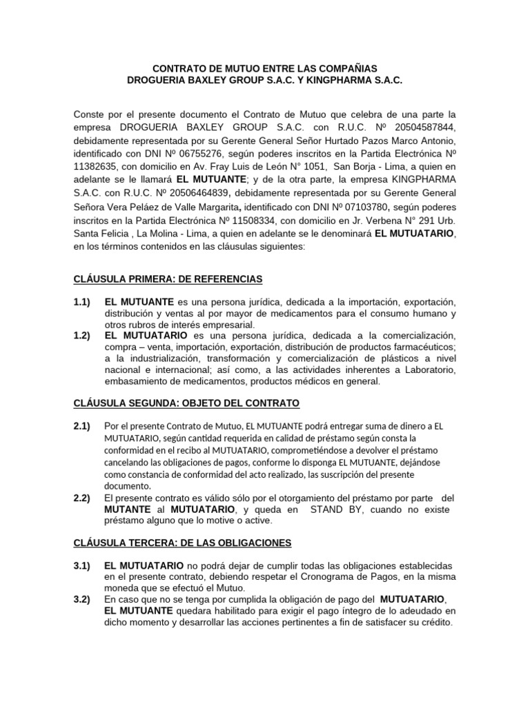 Modelo de Contrato de Mutuo (Prestamos) (003) | PDF | Justicia | Crimen y violencia