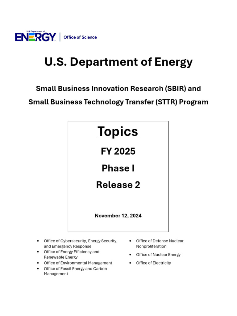 DOE --2025-Phase-I-Release-2-Topics-11-11-2024 | PDF | Climate Change ...