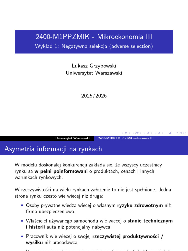 Temat 1 -Adverse_selection | PDF